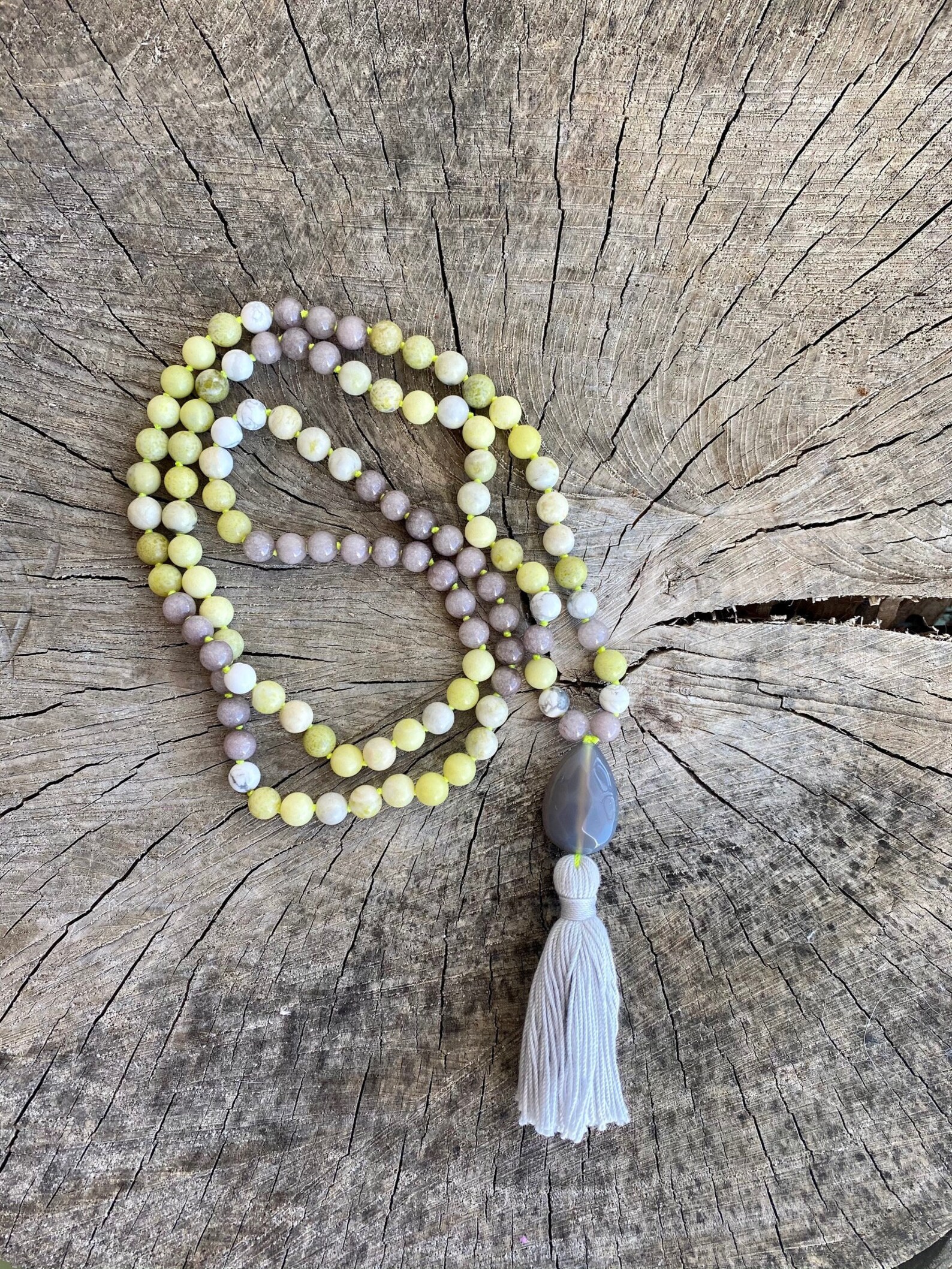 Lemon Jasper Mala 108 beads handknotted Mala necklace Jade | Etsy