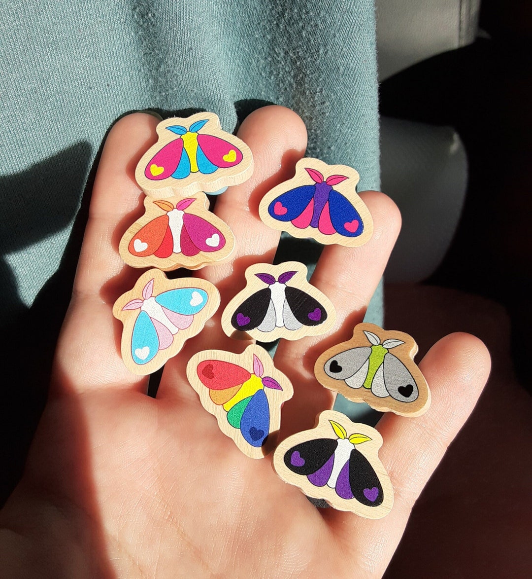 Pride Moth Mini Wood Pins - Etsy
