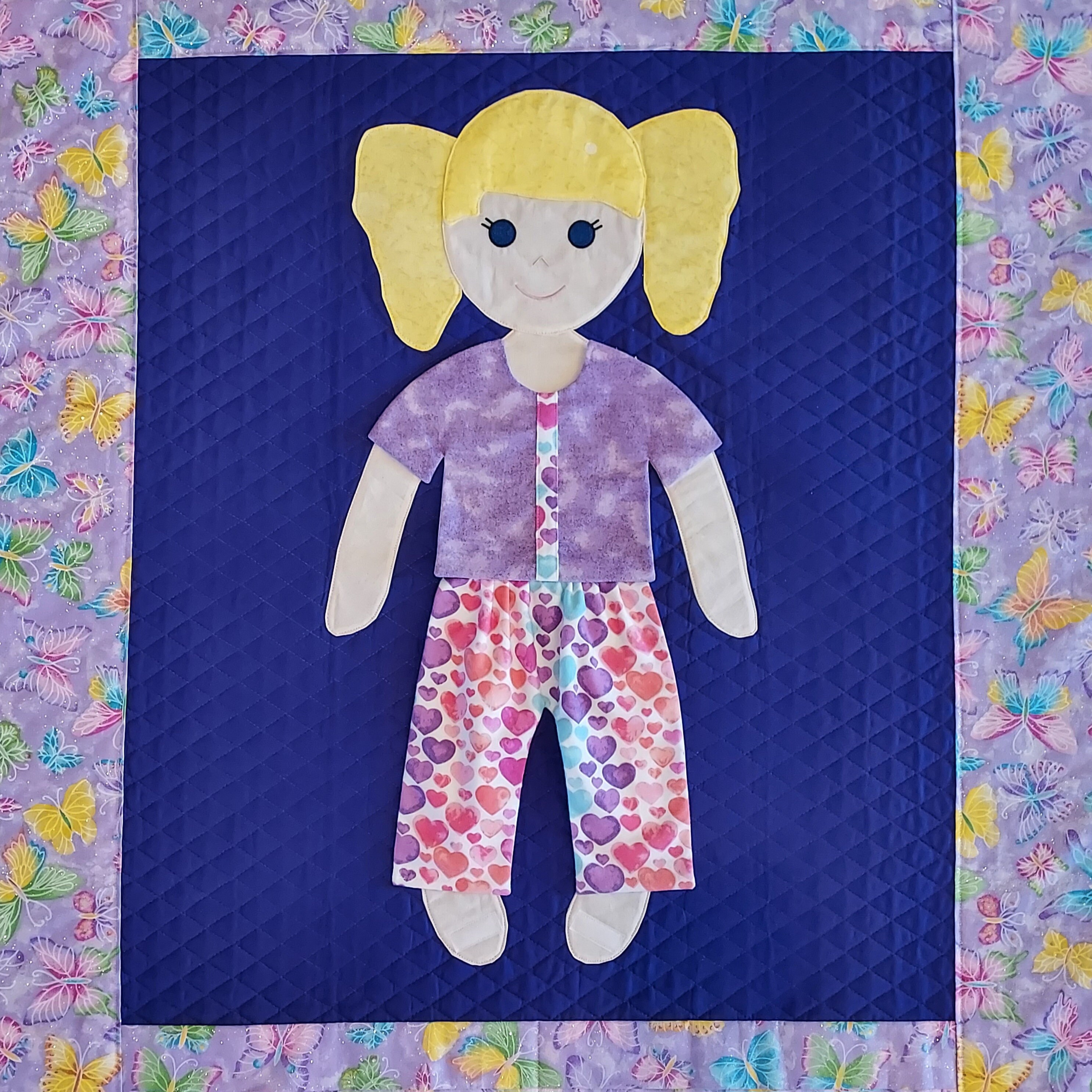 Flannel Pajama Outfit for Paper Doll Quilt With Shaded Light Purple Top ...