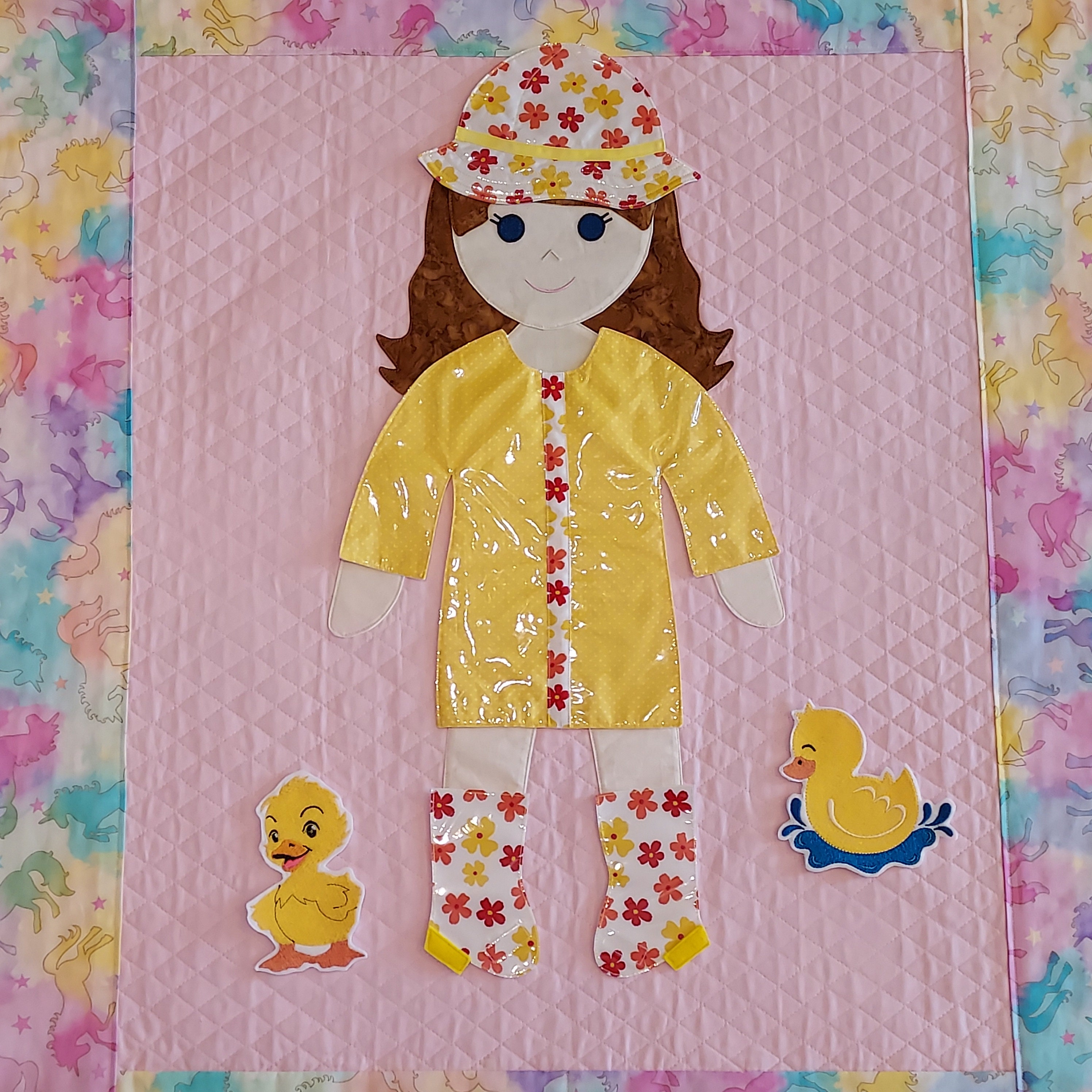 Rain Gear Outfit for Paper Doll Quilt With Matching Yellow Rain Coat ...