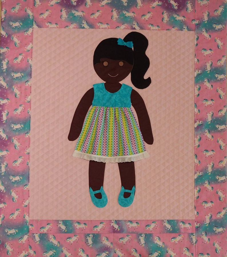 Jasmine Dark Brown Paper Doll Quilt for Baby or Young Girl, Motor ...