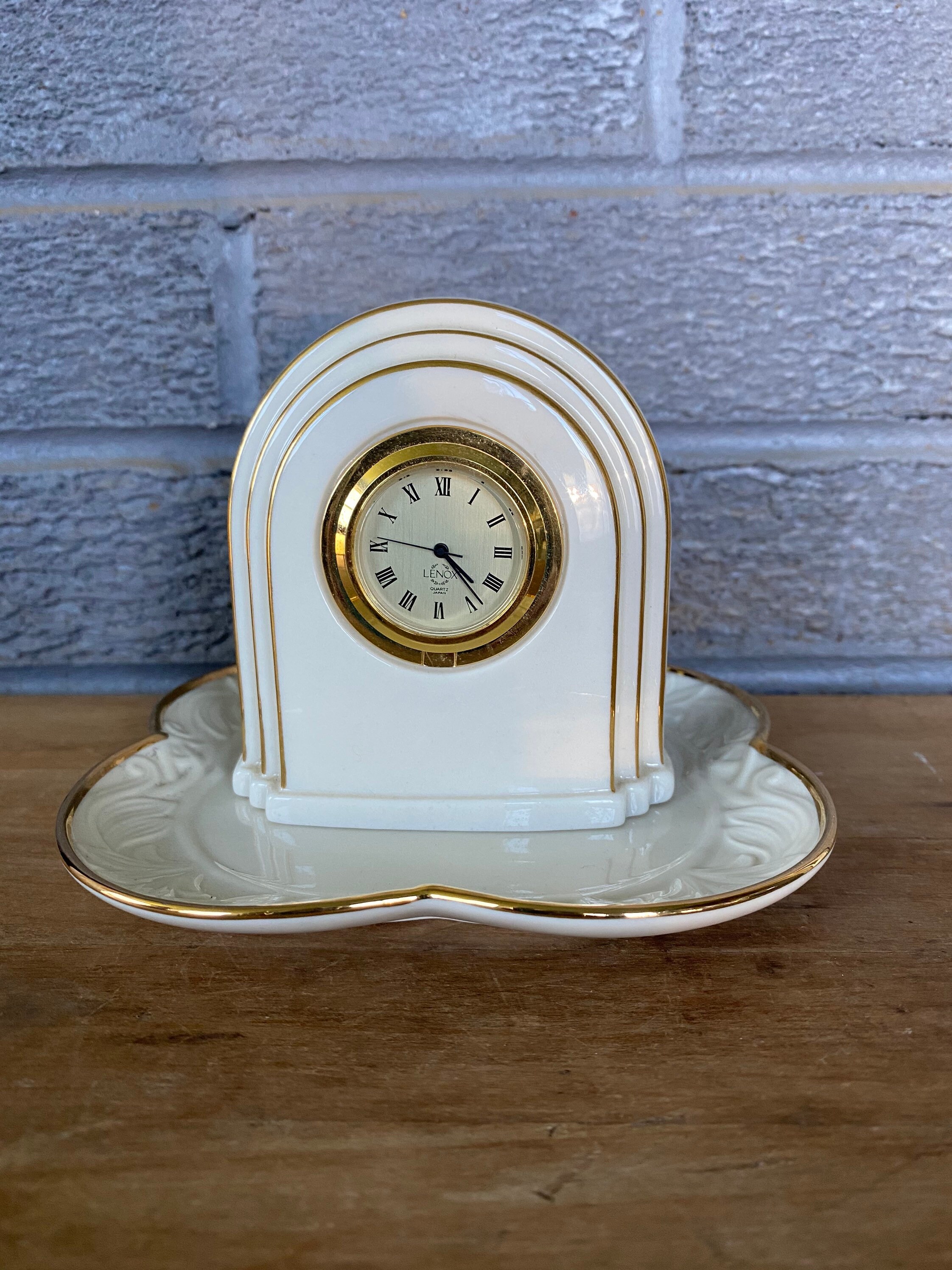 Lenox Ivory and Gold Table Clock with Tray | Etsy