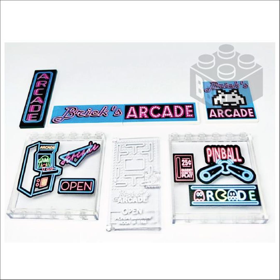 Arcade Shop Sign Pack for Mocs and Pro Builders, Lego Custom, Mini ...