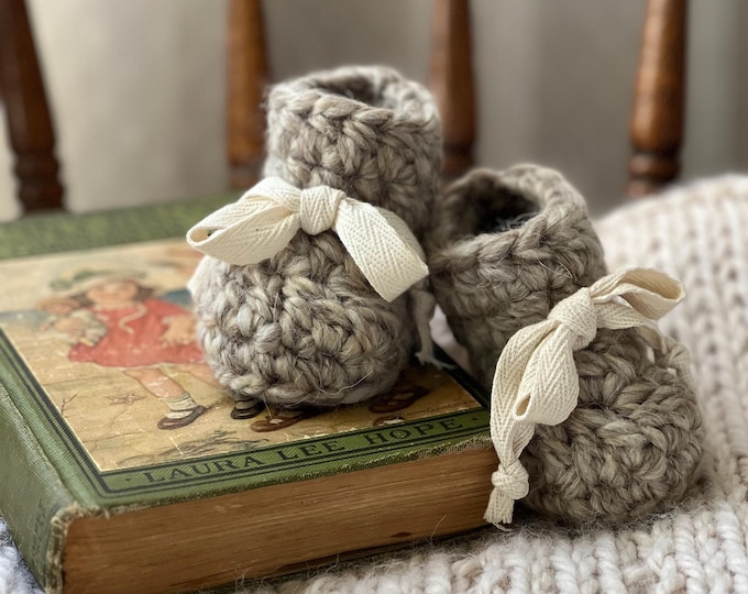 Infant Booties, Gender Neutral, Classic Bootie Set, Baby Announcement ...