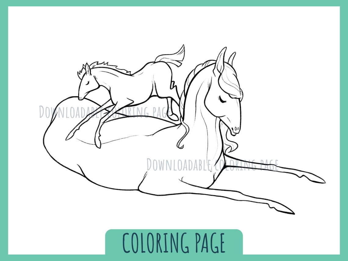 Printable Coloring Page for Kids or Adults Horse Equine - Etsy