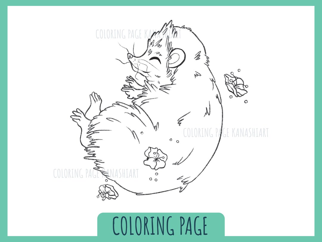 Printable Coloring Page for Kids or Adults | Hedgehog With Blossoms ...