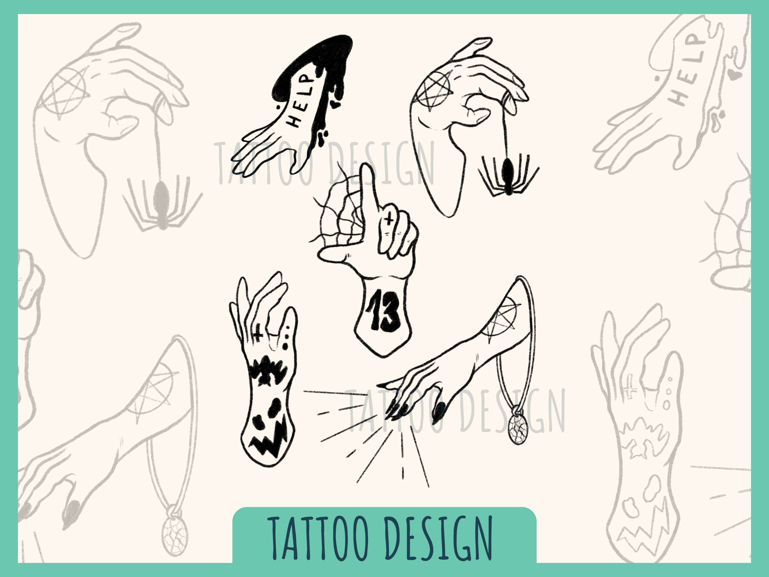 Tattoo Design Bundle - Spooky Hands - Etsy