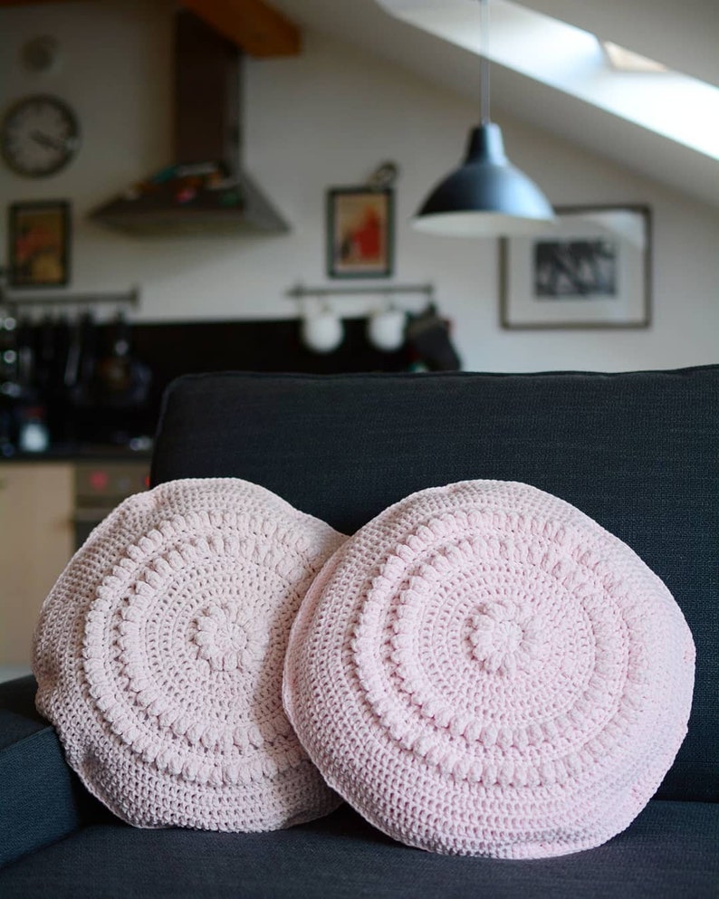 Round Boho Pillow Decorative Crochet Pillow Crochet Pillow - Etsy