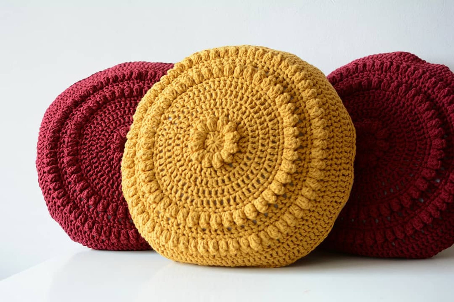 Crochet Pillow Cover Round Crochet Pillow Decorative Cushion - Etsy Canada