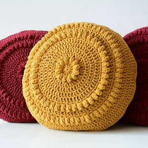 Crochet Pillow Cover Round Crochet Pillow Decorative Cushion | Etsy