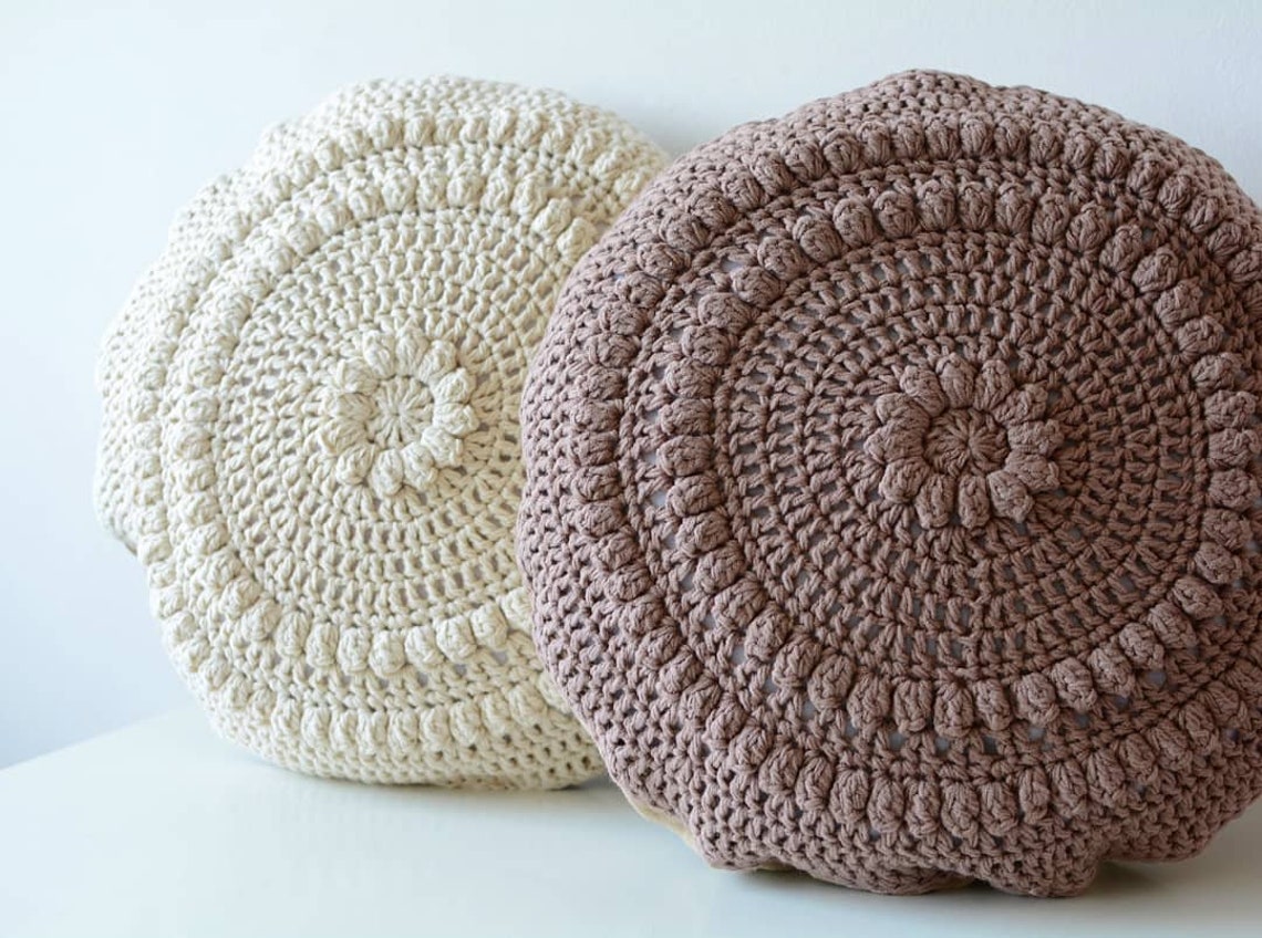 Crochet Pillow Cover Round Crochet Pillow Decorative Cushion - Etsy Canada