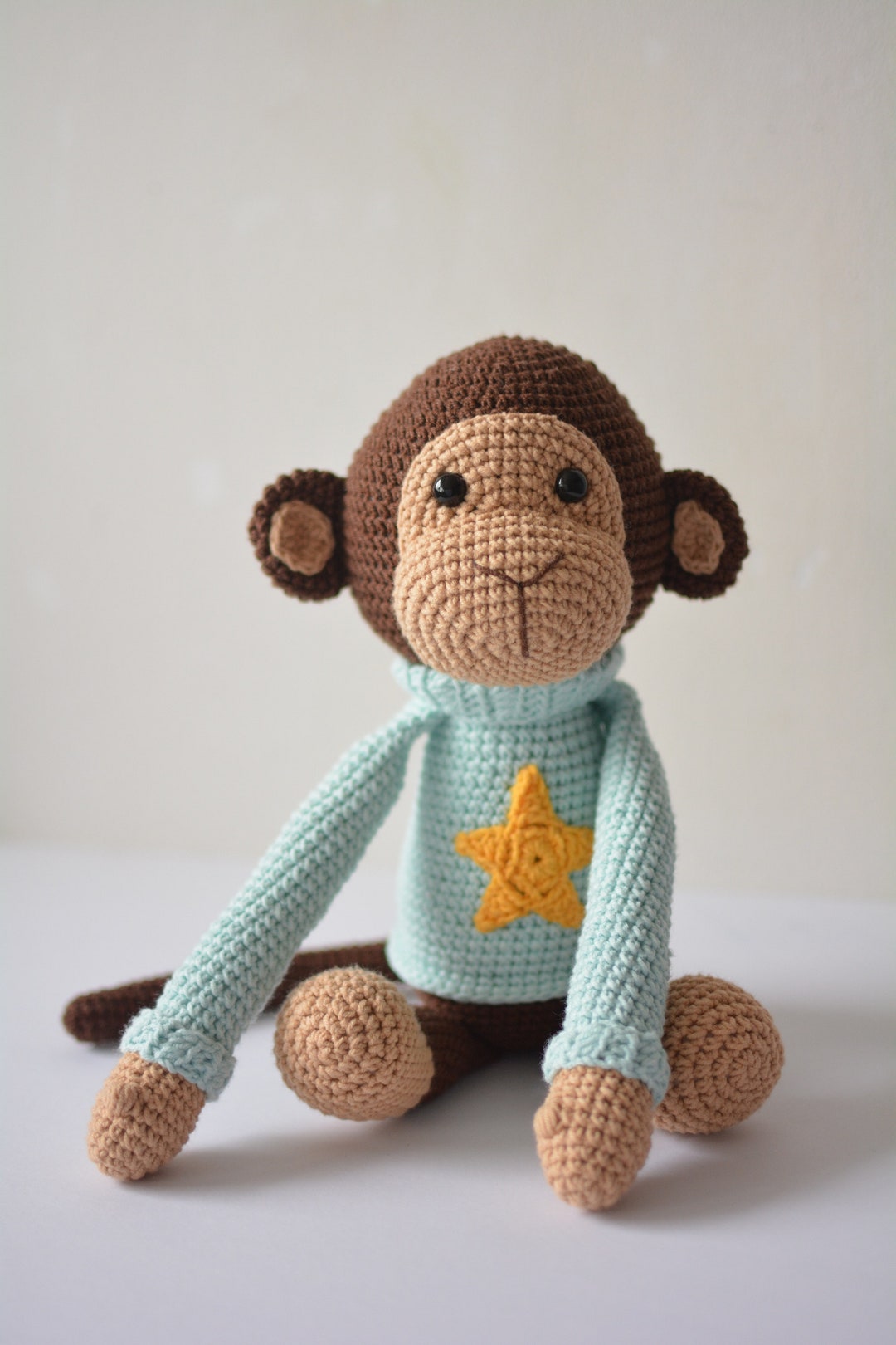 Stuffed Monkey Gift for Kids, Crochet Jungle Animal, Monkey Lover ...