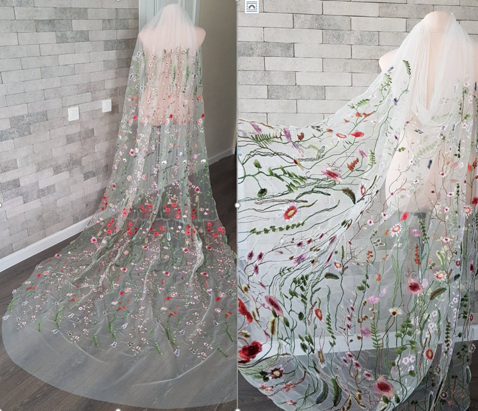 Flower Wedding Veil Floral Veil Secret Garden Veil - Etsy