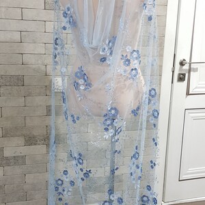 Blue 3D Floral Wedding Cape, Flowers Wedding Cape, Petal Leaves Cape ...