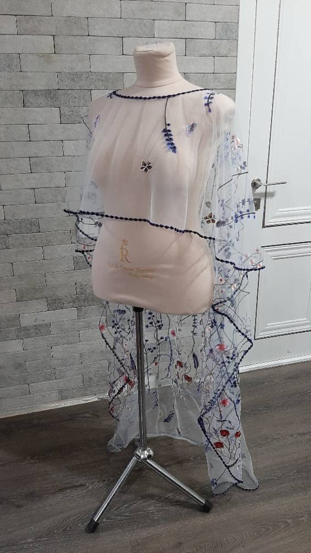 Something Blue Wedding Cape, Floral Wedding Cloak, Blue Secret Garden ...
