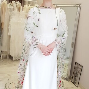 Flower Wedding Cape, Floral Wedding Cloak, Secret Garden Wildflower ...