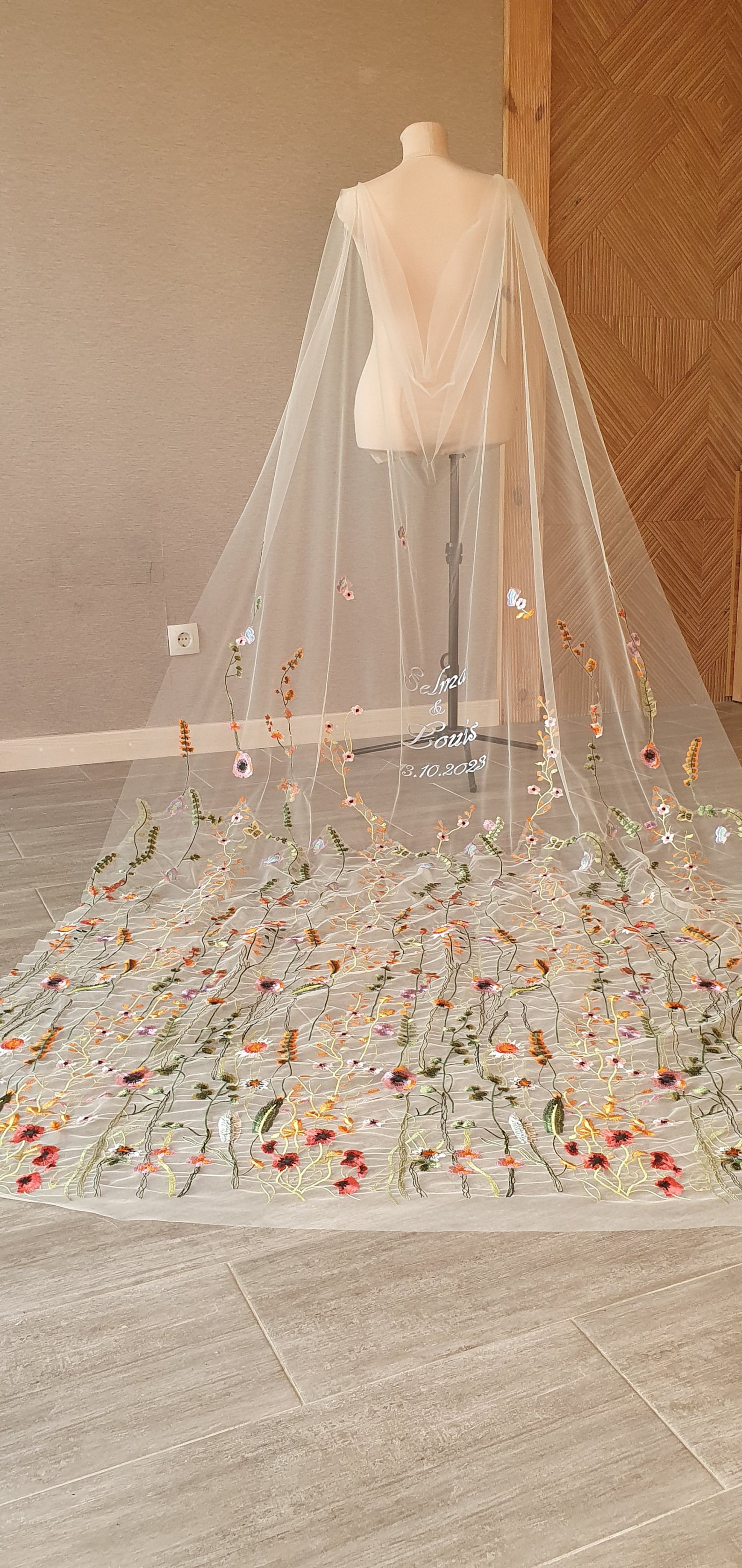 Monogrammed Floral Wedding Cape, Flowers Cape, Secret Garden Wildflower ...