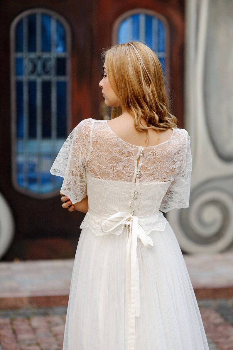 Original French Lace and Tulle Corset Wedding Dress Bridal - Etsy