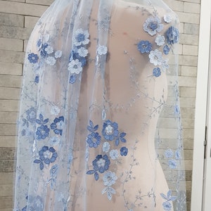 Blue 3D Floral Wedding Cape, Flowers Wedding Cape, Petal Leaves Cape ...