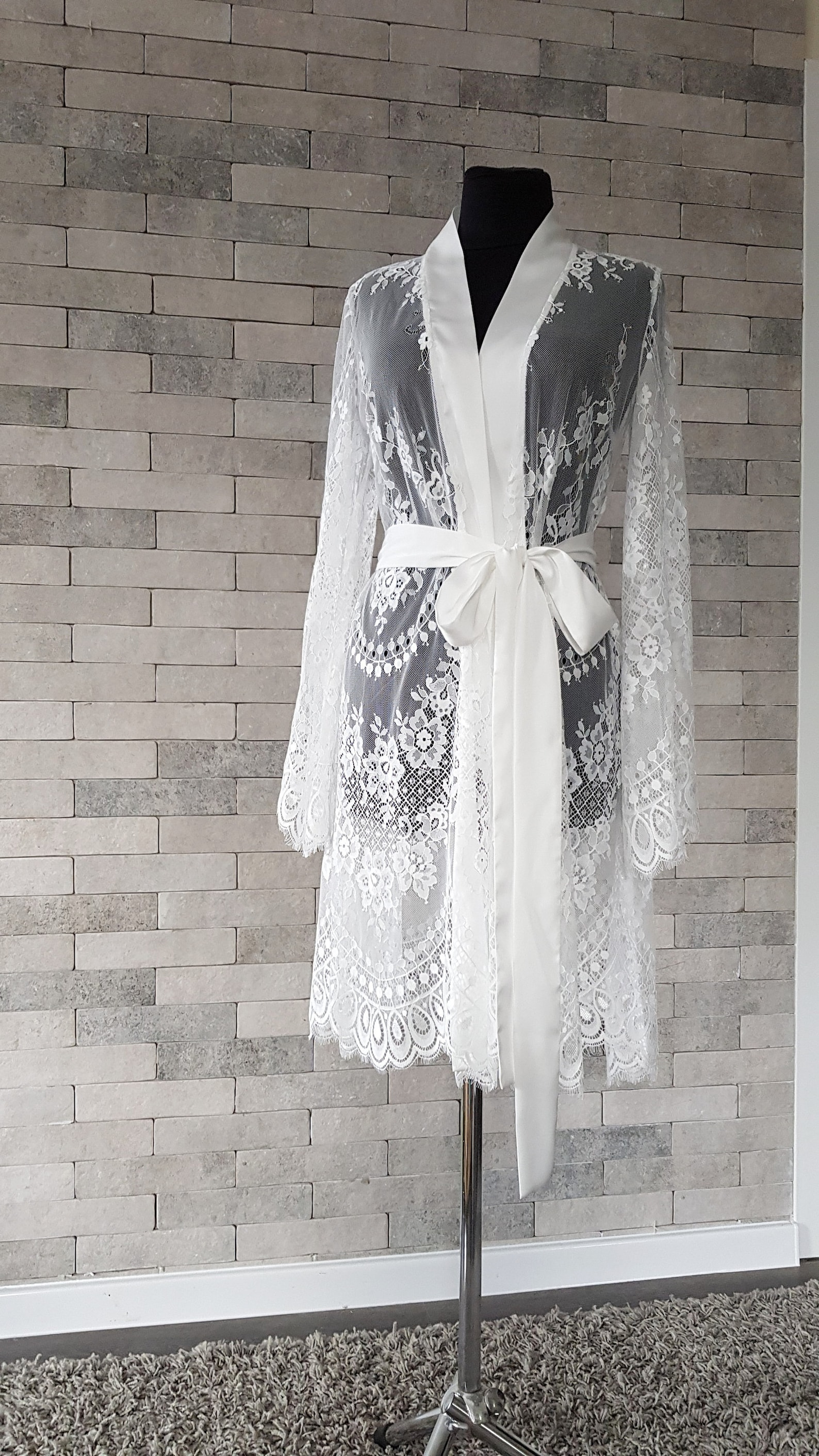Luxurious Getting Ready Lace Robe, Wedding Robe, Lace Robe, Nightgown ...