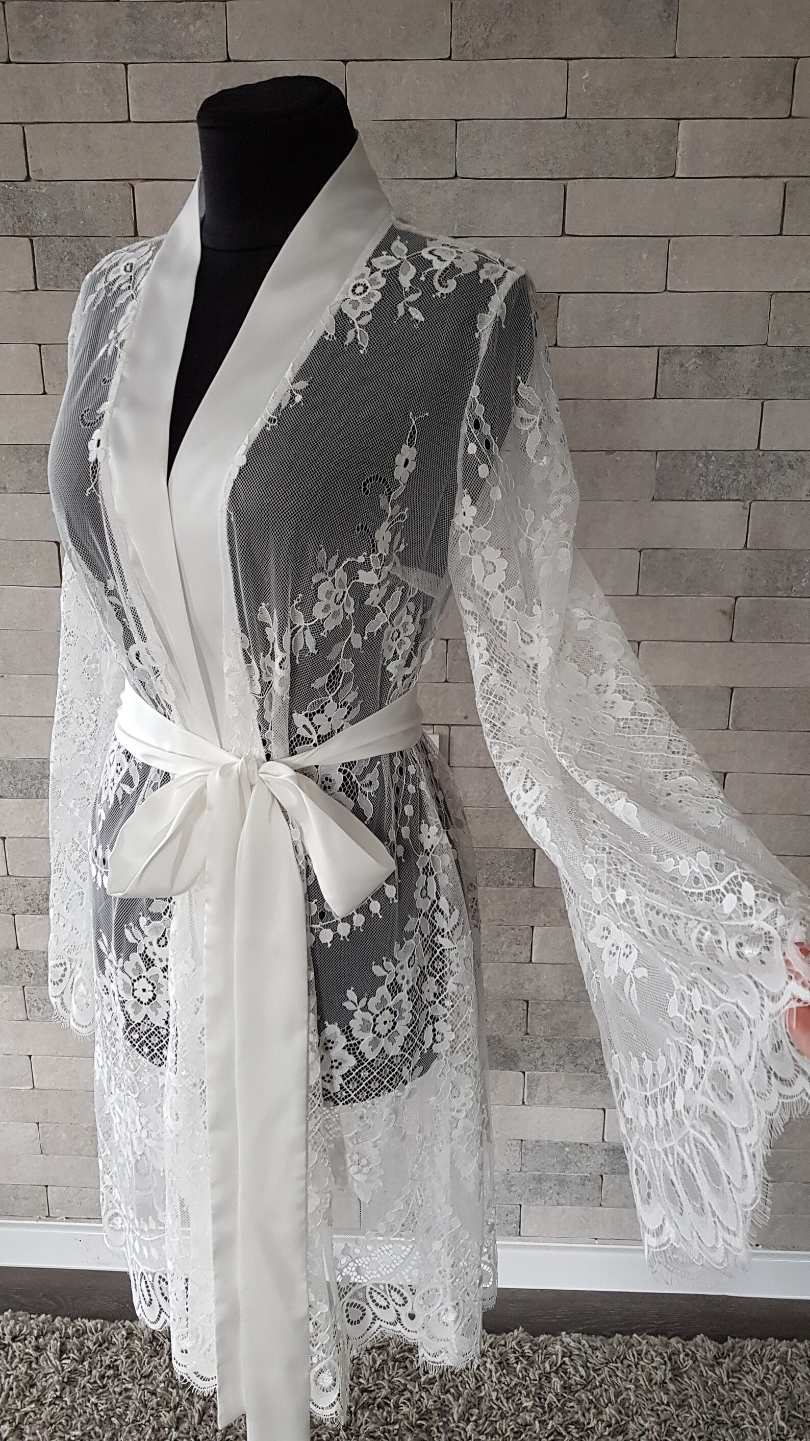 Luxurious Getting Ready Lace Robe, Wedding Robe, Lace Robe, Nightgown ...