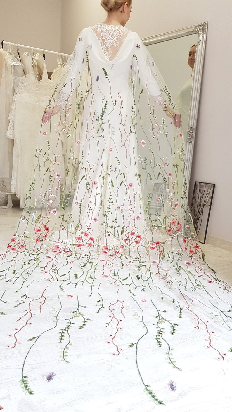 Flower Wedding Cape Floral Cape Secret Garden Wildflower - Etsy