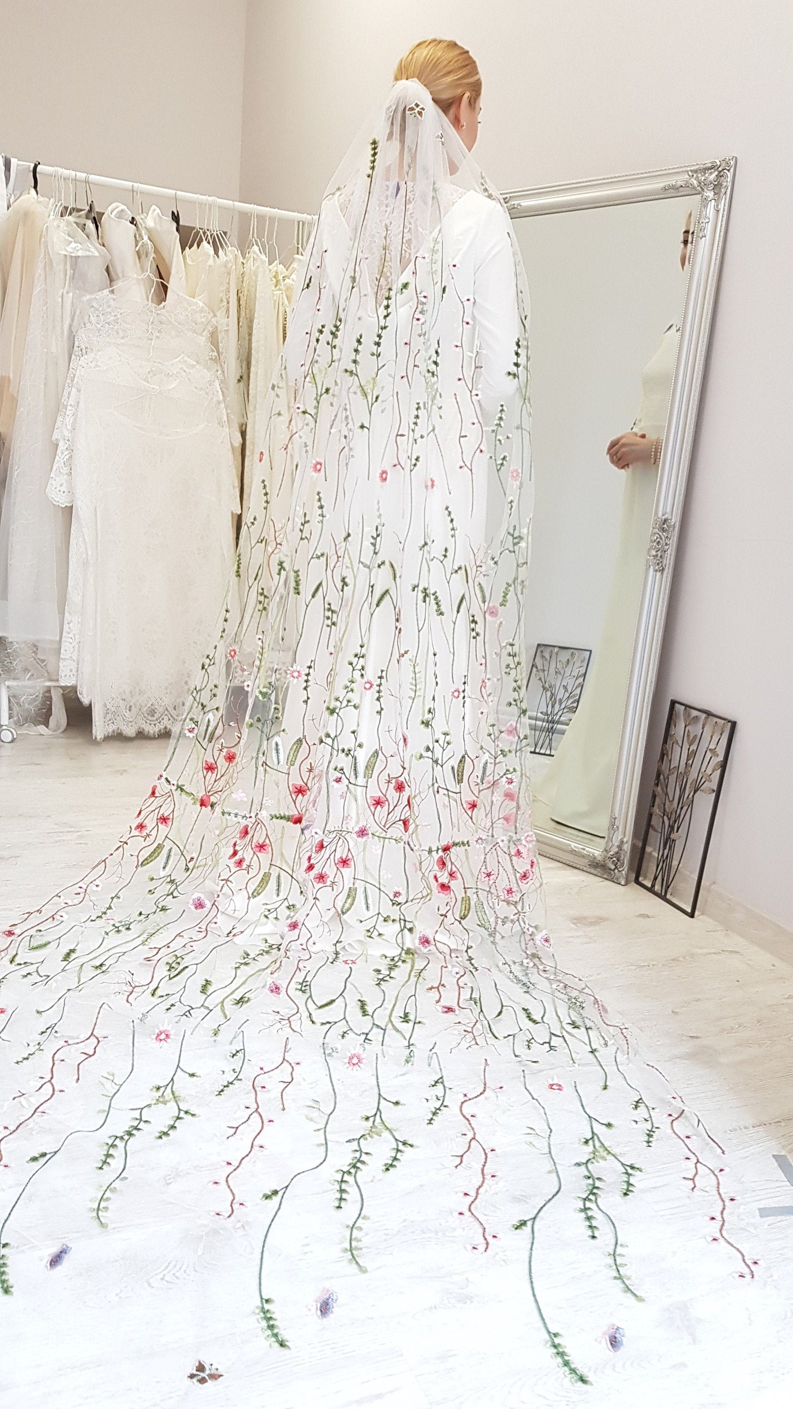 Flower Wedding Veil Floral Veil Secret Garden Veil - Etsy