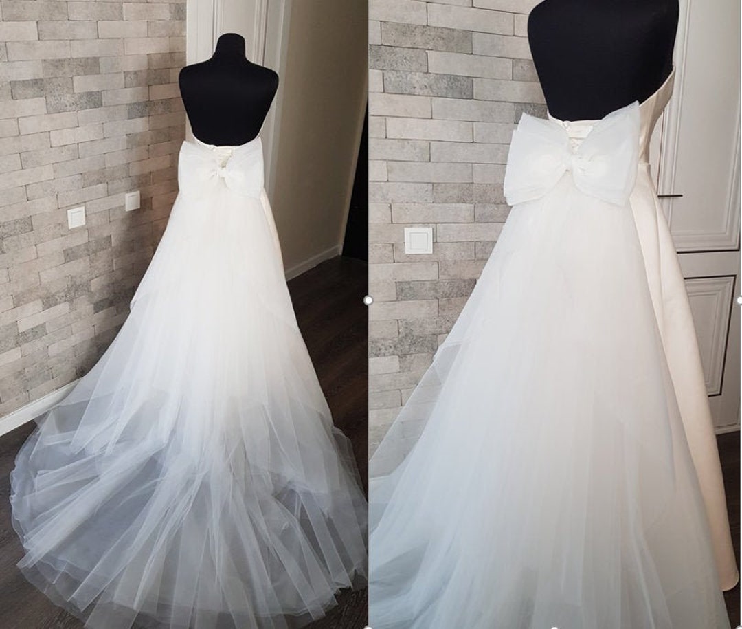 Bow Wedding Train, Extra Long Wedding Train, Wedding Overskirt ...