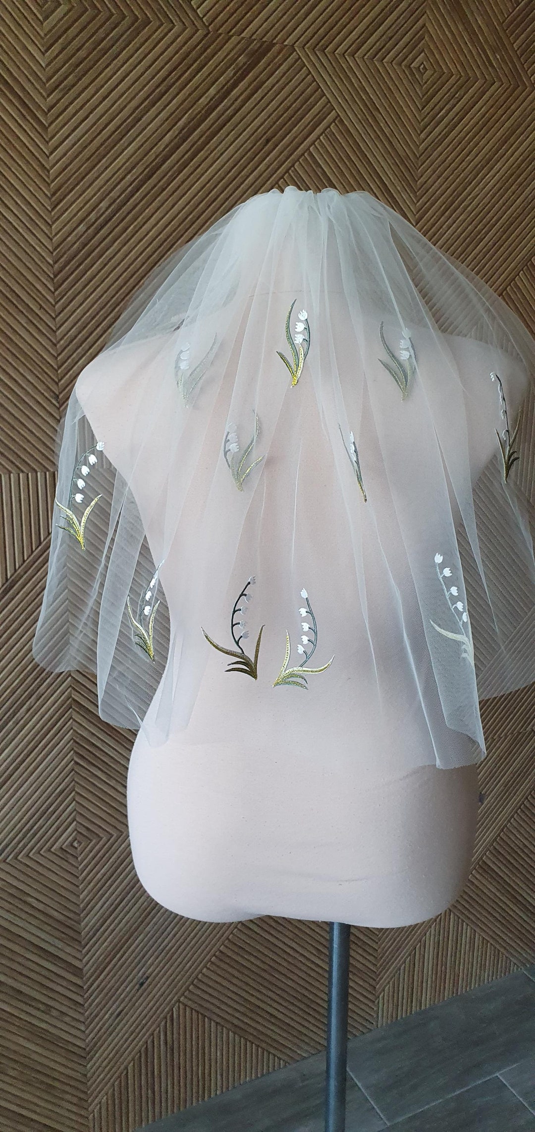 Lilly of the Valley Embroidered Veil, Lilly Flowers Veil, Lilies Floral ...