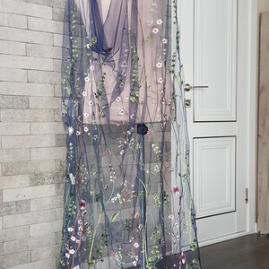 Navy Blue Flower Wedding Cape, Floral Cape Veil, Secret Garden Cape ...