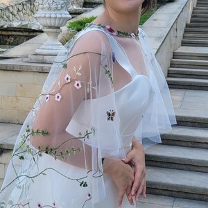 Flower Wedding Cape, Floral Wedding Cloak, Secret Garden Wildflower ...