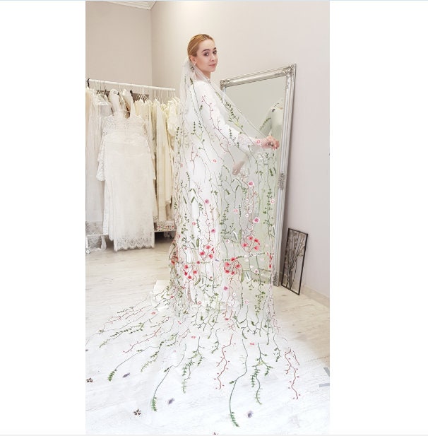 Flower Wedding Veil Floral Veil Secret Garden Veil - Etsy