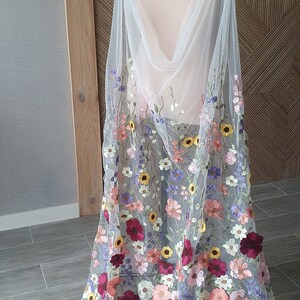 3D Floral Wedding Cape, Green Pink Navy Blue Purple Pink Red Peachy ...