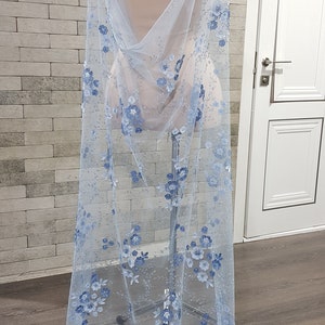 Blue 3D Floral Wedding Cape, Flowers Wedding Cape, Petal Leaves Cape ...