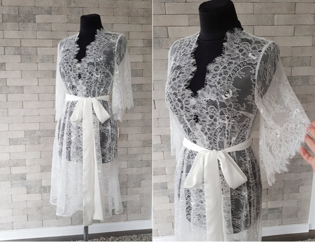 Luxurious Getting Ready Lace Robe Wedding Robe Lace Robe - Etsy