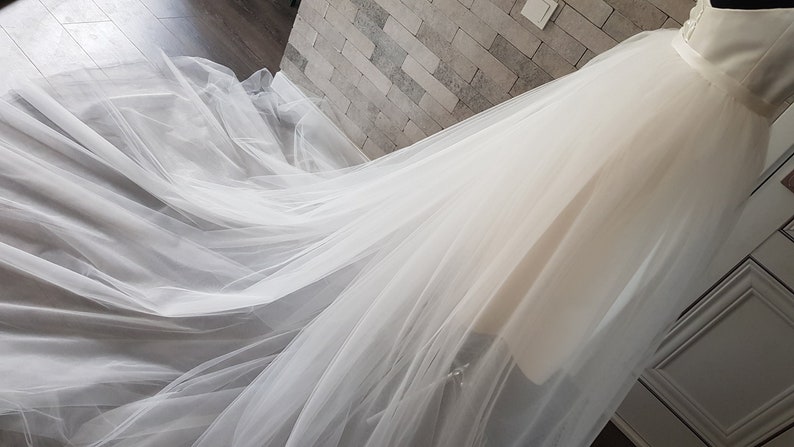 Tulle detachable wedding train extra long removable wedding | Etsy