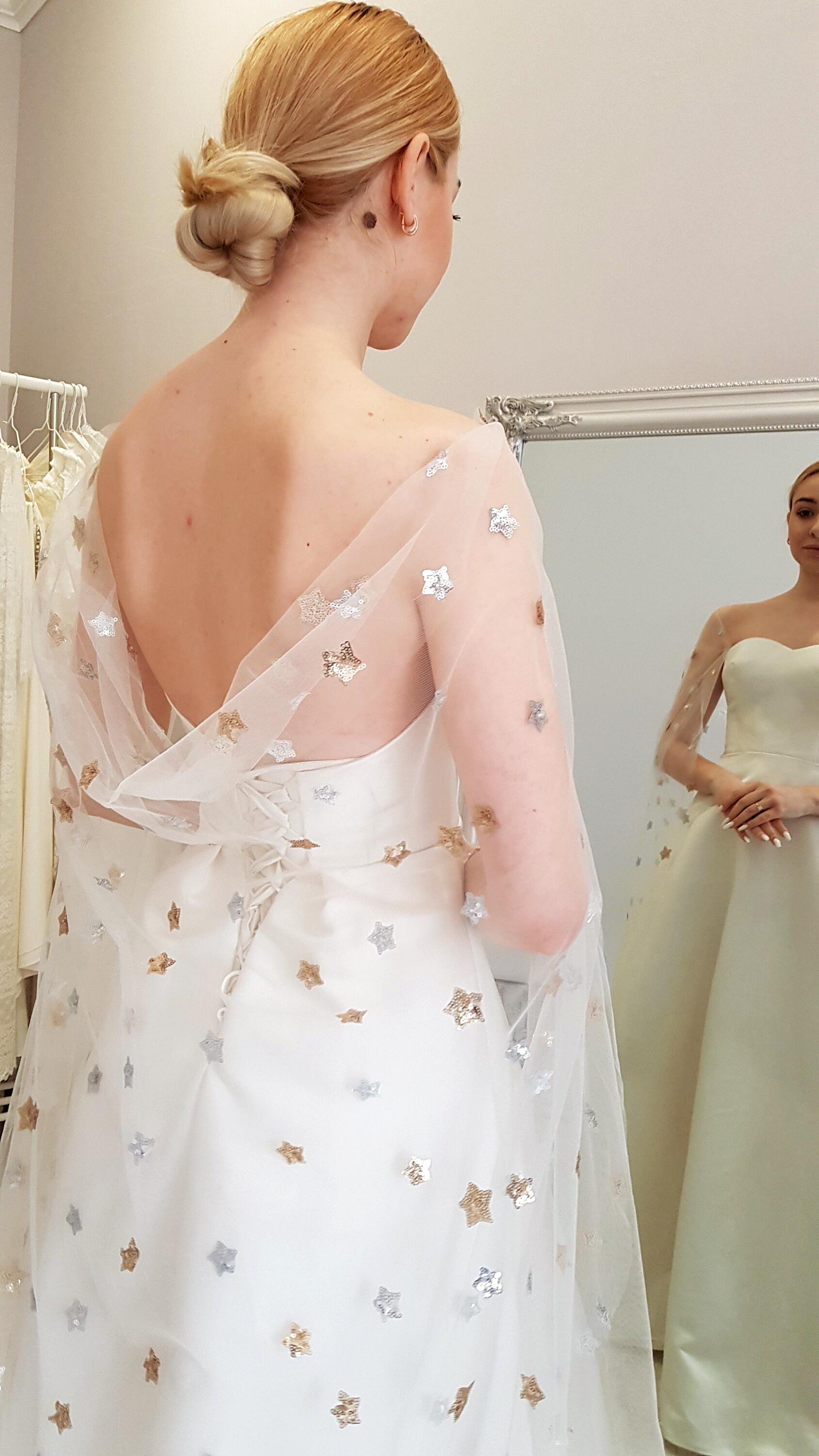Sequined Stars Wedding Cape: Ivory Gray Celestial Star & Moon ...