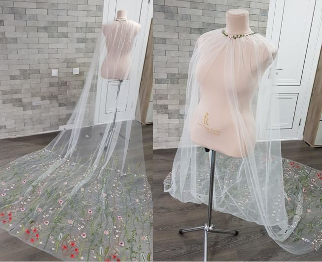 Flower Wedding Cape, Floral Cape, Secret Garden Wildflower Veil Cape ...