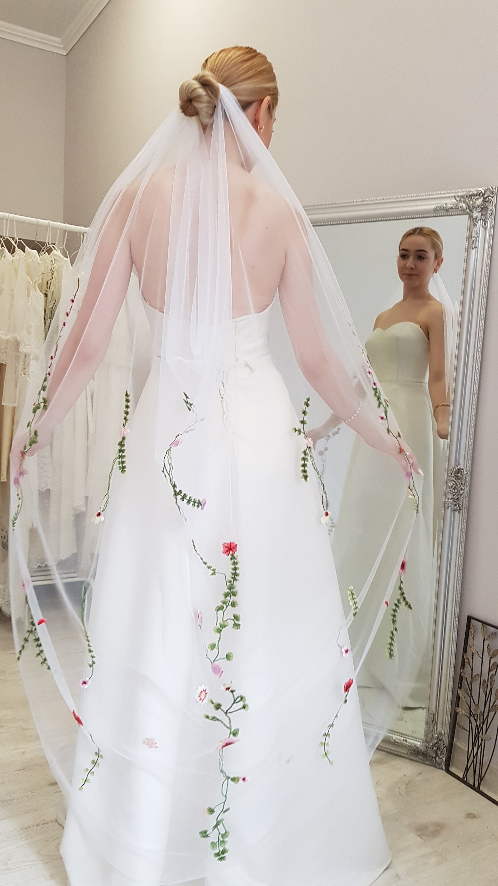 Draped Flower Wedding Veil Floral Bridal Veil Secret Garden - Etsy