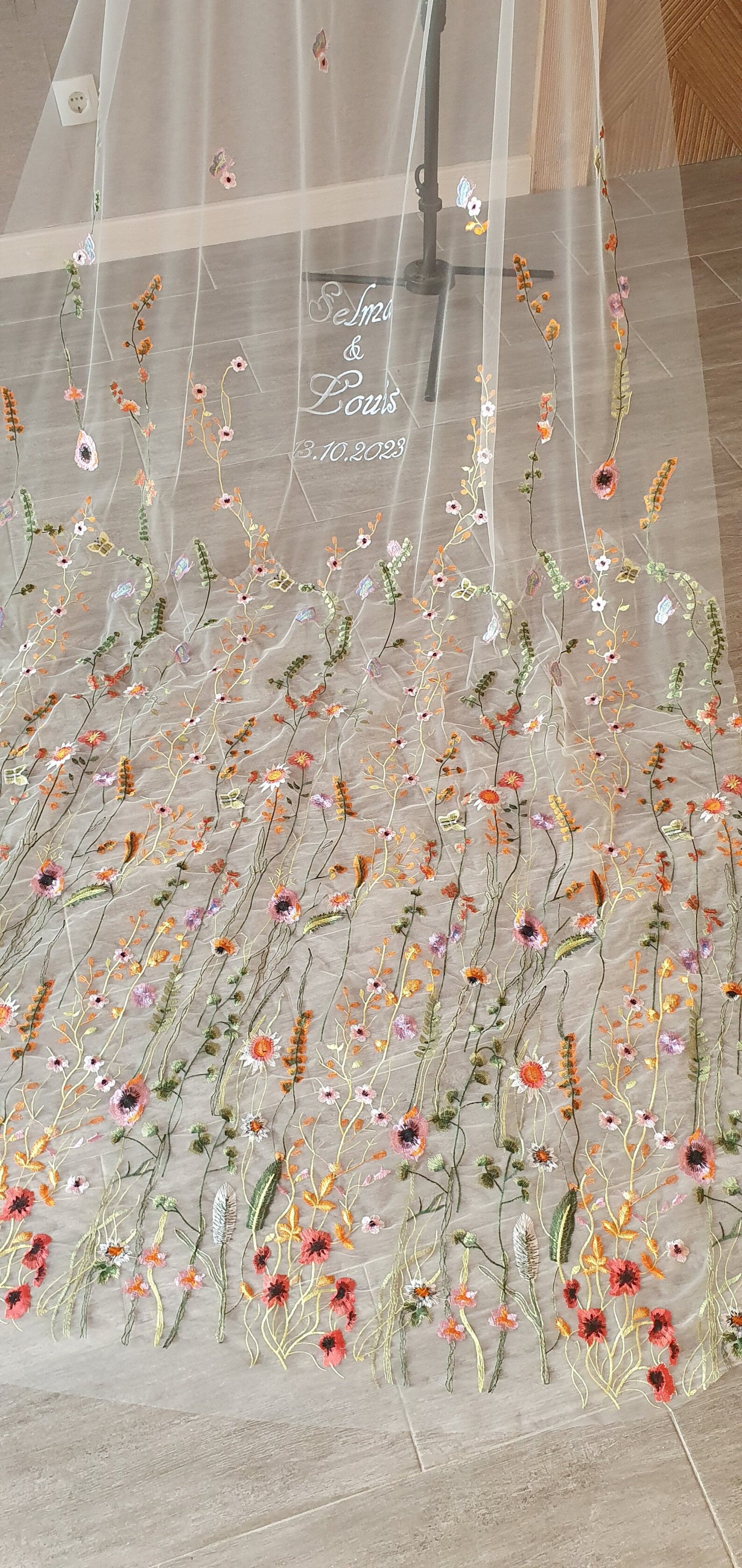 Monogrammed Floral Wedding Cape, Flowers Cape, Secret Garden Wildflower ...