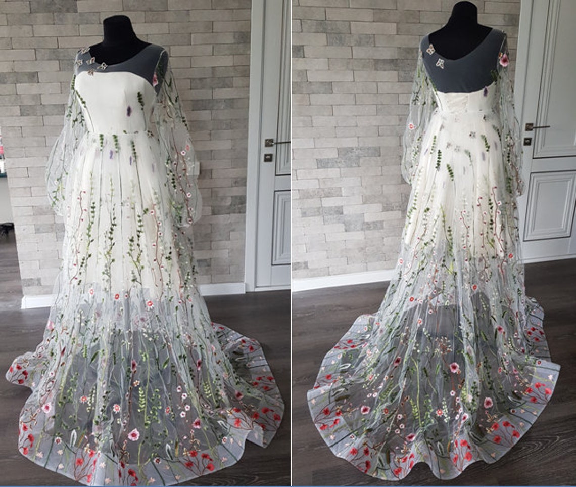 Flower Wedding Top Long Sleeve Wedding Top Dress Bridal - Etsy