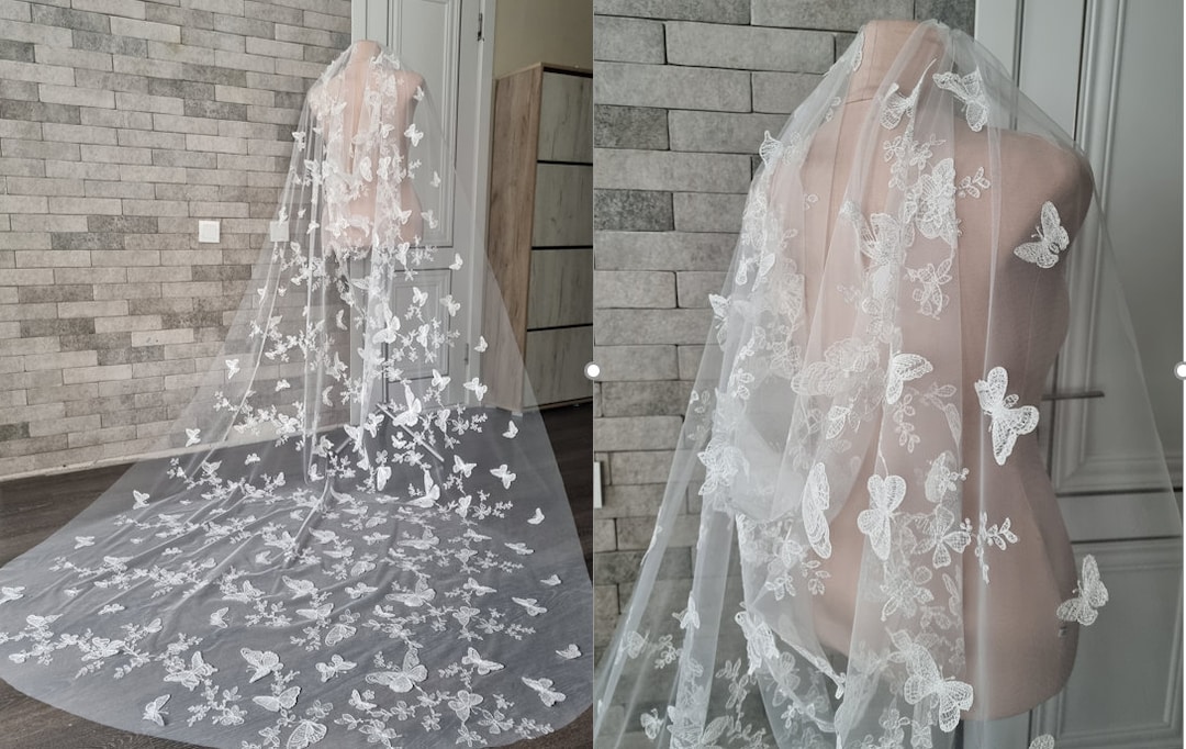 Draped 3D Butterflies Wedding Veil Butterfly Wedding Veil - Etsy