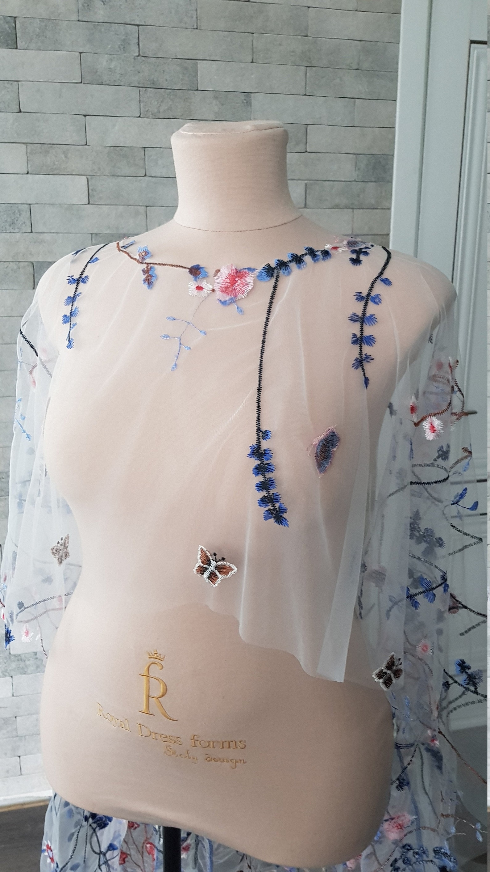 Blue flower wedding cape floral wedding cloak secret garden | Etsy