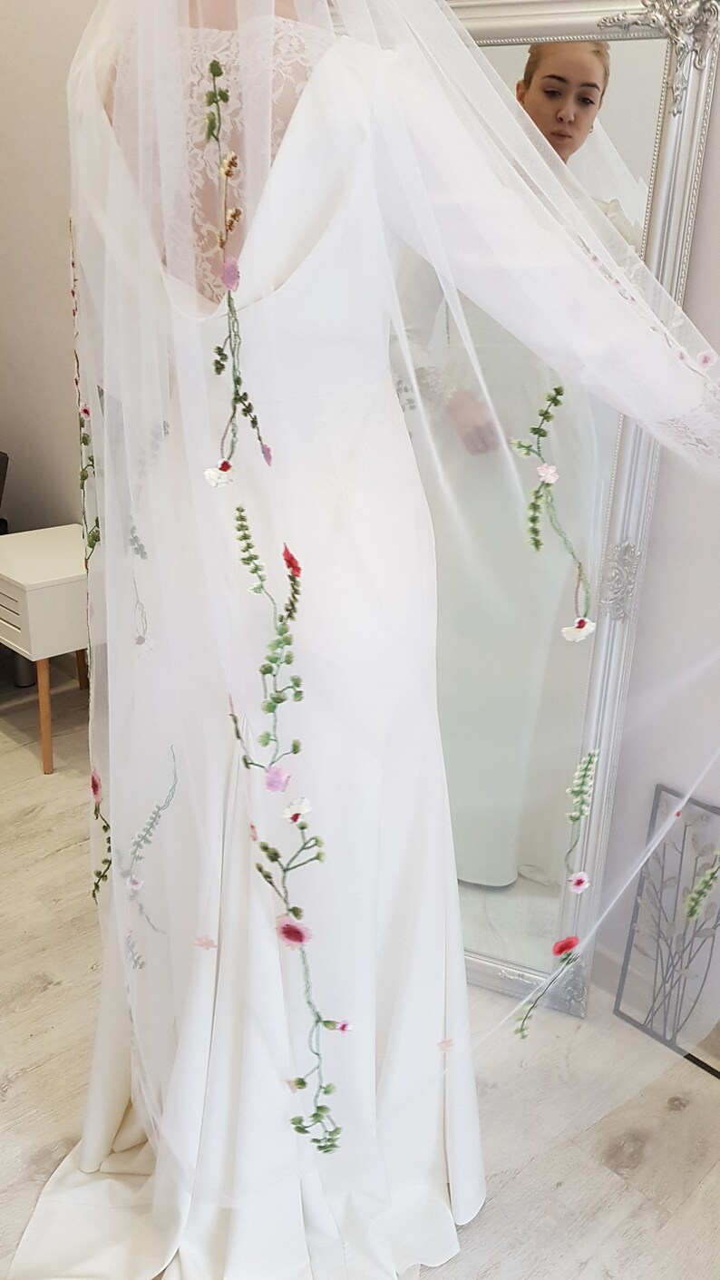 Draped Flower Wedding Veil Floral Bridal Veil Secret Garden - Etsy