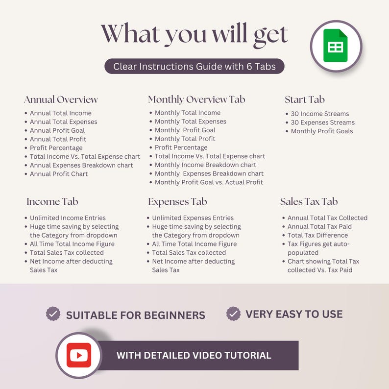 Simple Bookkeeping Spreadsheet With Taxes, Bookkeepping Template, Busy ...