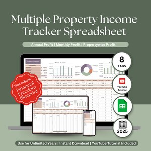 Multiple Property Income Tracker Google Sheets Template | Real Estate ...