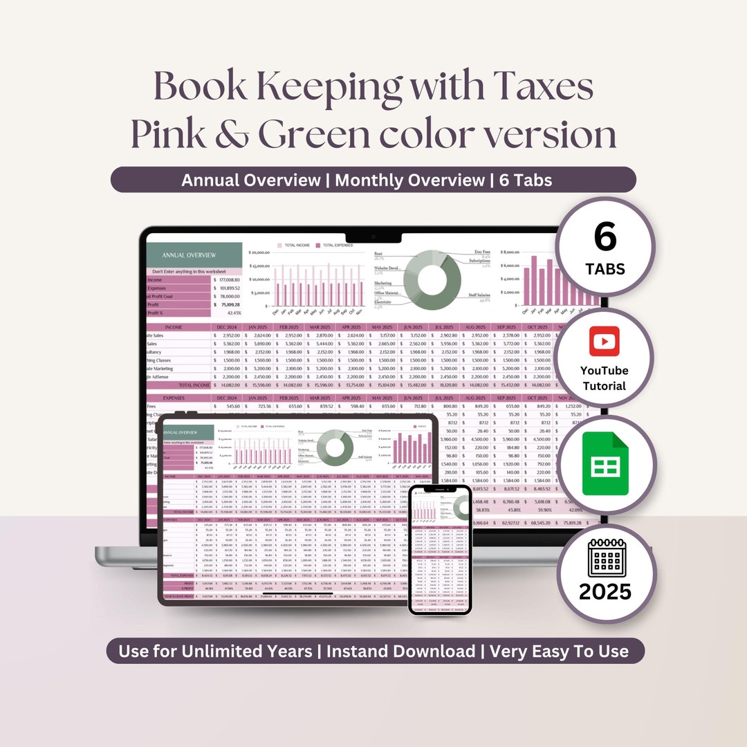 Google Sheet Bookkeeping Spreadsheets Template With Sales Tax-busy ...