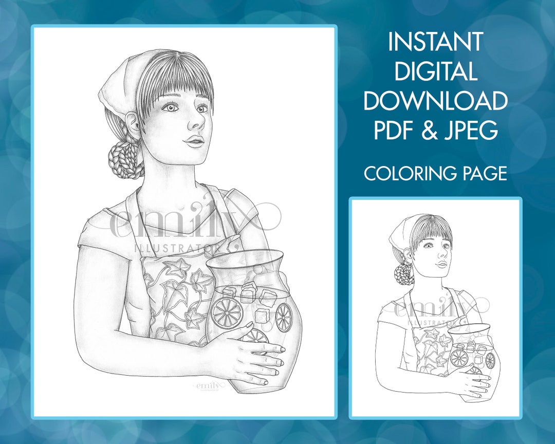 Lena Digital Coloring Page grayscale & Line Art - Etsy