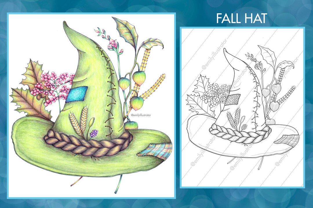 Fall Hat Digital Coloring Page - Etsy