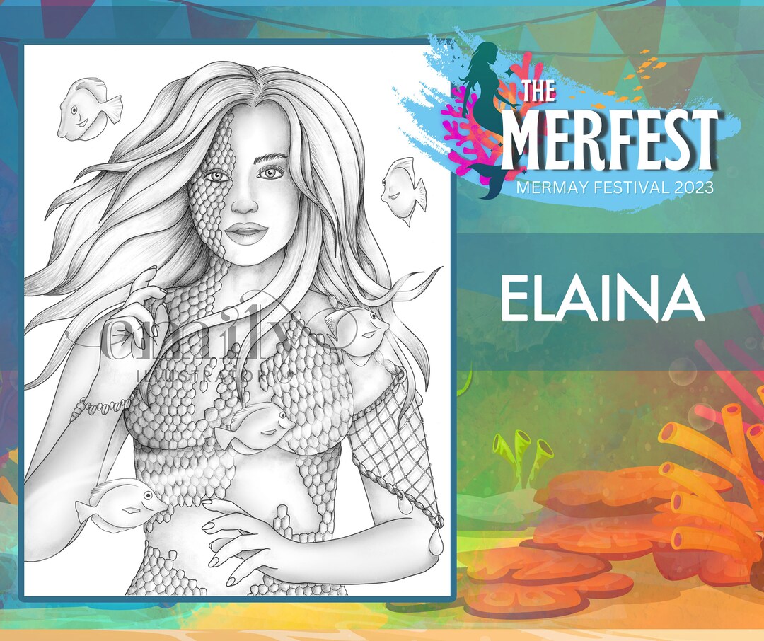 Mermay "elaina" Digital Download Coloring Page - Etsy